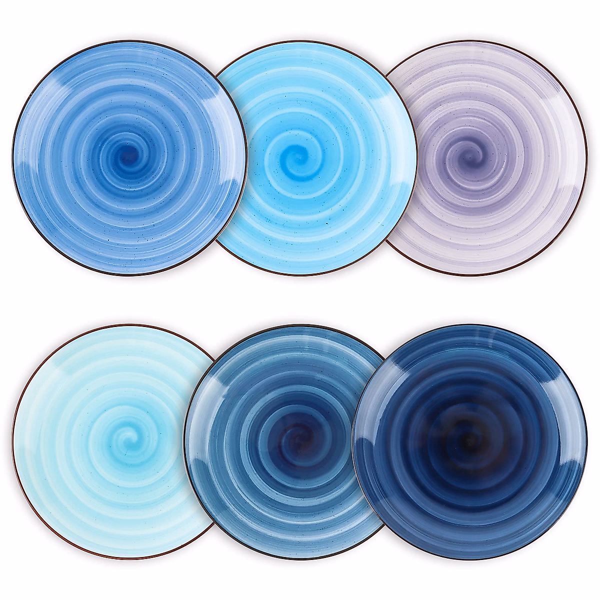 KitchenTour Large Ceramic Pasta Bowls with 10 Inch Large Dinner Plates Set of 6