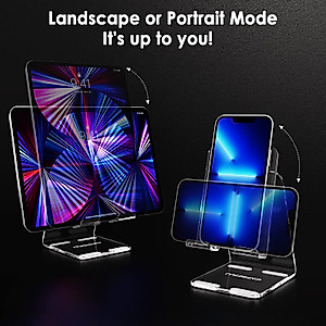 MoKo Acrylic Tablet Stand, Adjustable Angle Phone Stand for Desk, Fit with iPhone 16/Pro/Pro Max/Plus, iPhone 15/Pro/Pro Max/Plus, iPhone 14/Pro/Pro Max/Plus, iPhone 13/Pro/Pro Max/Plus, Clear