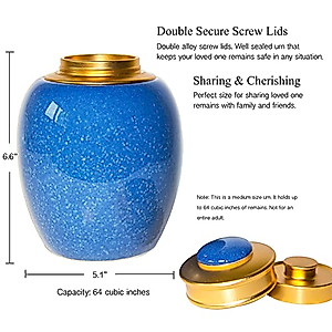 Medium Urns for Human Ashes - Ocean Blue Urns for Ashes Adult Male - Cremation Urns for Human Ashes Adult Female - Baby Urns for Ashes Dog Urns
