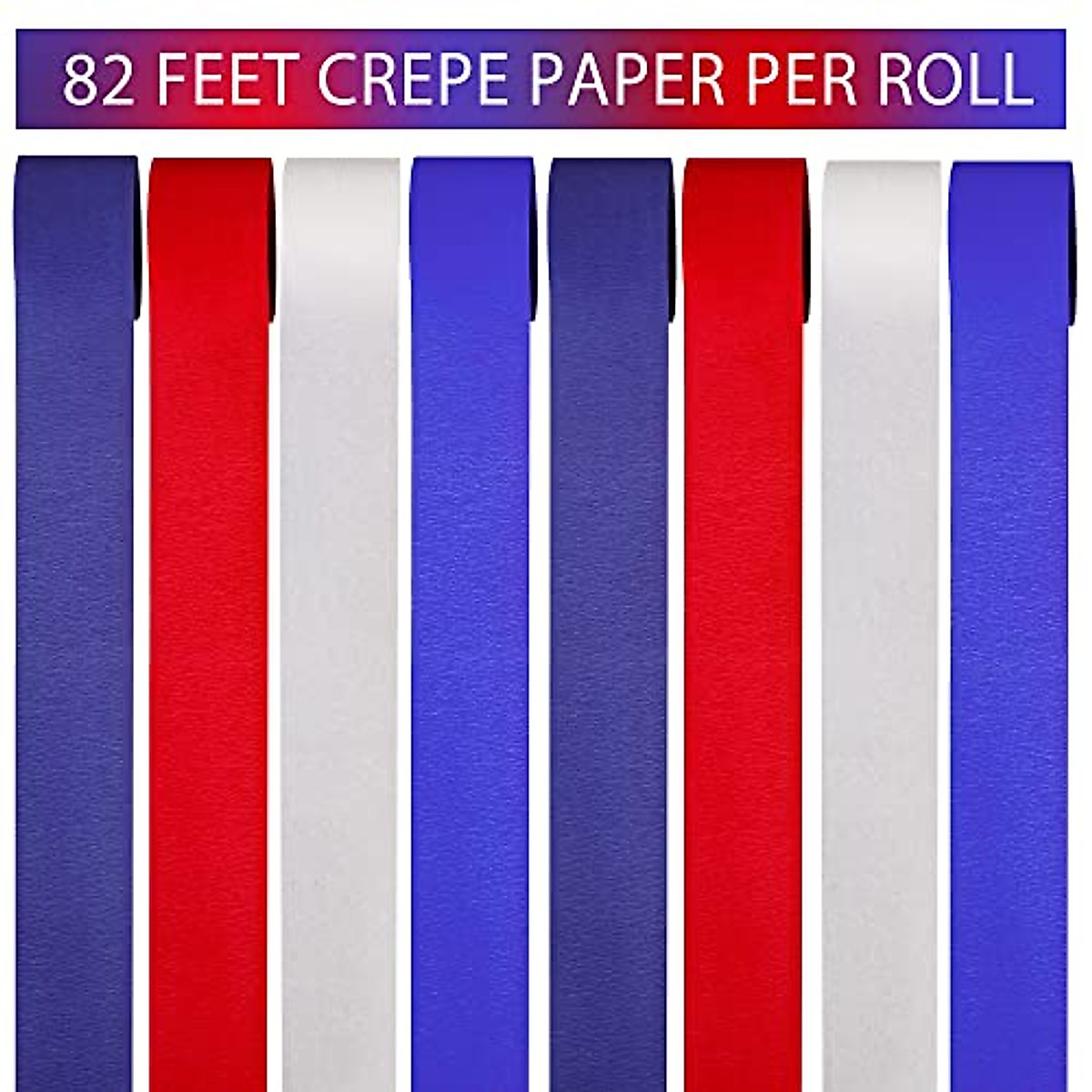 4th of July Crepe Paper, 8 Rolls Red Navy White and Blue Crepe Paper Streamers Tassels Streamer Paper for Patriotic Party Supplies, Decorations for Independence, Memorial, Veterans Day