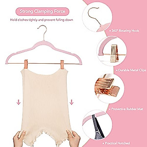 HOUSE DAY Pink Velvet Skirt Hangers 24 Pack and White Velvet Hangers 50 Pack, Non Slip Hangers Set