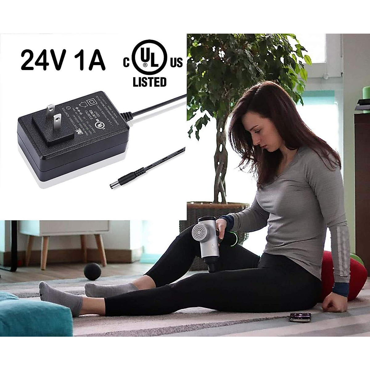 Massage Gun Charger with 8pcs DC Header, 24V/1A Massage Gun Charger Output: DC 24V or 25.2V-0.6A Massage Gun Power Cord Muscle Blaster