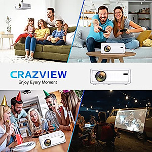 Projector, CRAZVIEW Projector with WiFi and Bluetooth, 7500L Mini Projector with 100” Screen, HD 1080P Supported Portable Projector Compatible with Fire Stick/HDMI/VGA/USB/AV/PS4/iOS & Android
