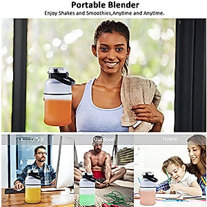 Portable Blender with Handle,32 Oz Portable Blender for Shakes and Smoothies,270 Watt Personal Blender with Rechargeable USB，10 Blades, Tritan BPA-free cup, Smoothie Blender for Home,Travel, Sports (Black)