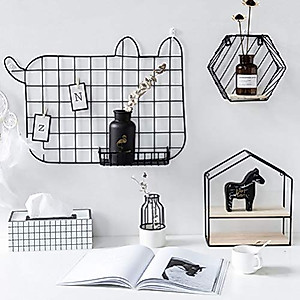 BESPORTBLE Grid Wall Panel Cat Shaped Photo Wall Display for DIY Wall Pictures Postcard Holder Storage Rack Black