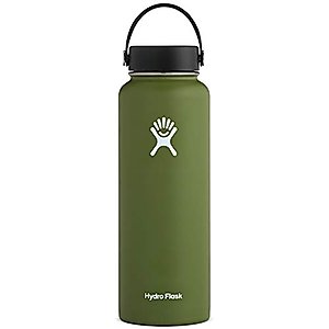 Hydro Flask Water Bottle - Stainless Steel & Vacuum Insulated - Wide Mouth with Leak Proof Flex Cap - Old Style Design - 40 oz, Olive