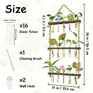 Grovind Propagation Stations, 3 Tier Large Wall Hanging Plant Terrarium with Wooden Stand Retro Propagation Station Test Tubes for Hydroponic Indoor Plants Cutting Planter for Home Garden Office Decor