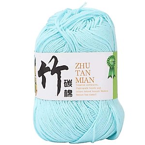 Popular Medium Fine Bamboo Charcoal Cotton Yarn for Knitting and Crochet Project(Blue)