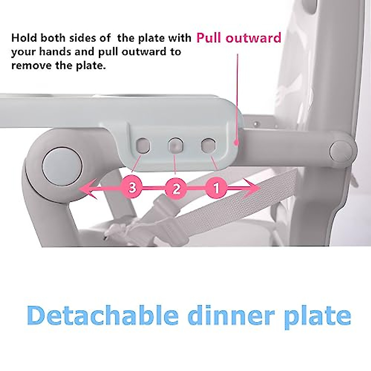 Baby high Chair, Multifunctional 3 in 1 Adjustable high Chair, Removable 3-Position Adjustable Tray, Multipurpose 3-Point Safety Harness (Grey)