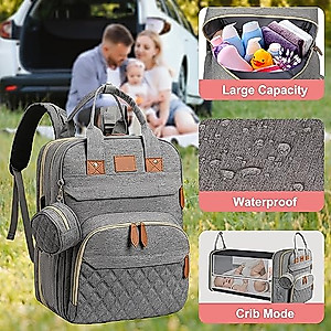 Arrozon Diaper Bag Backpack, Baby Shower Gifts, Diaper Bag for Boys Girls, Waterproof Travel Baby Bag with Changing Station, Baby Registry Search Baby Essentials (Grey)