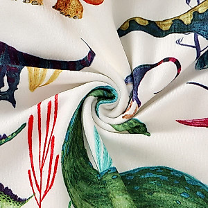 Happy Town Toddler Baby Girl Dress Dinosaur Printed Girl Summer Dresses Fly Ruffle Sleeve Tutu Dress Casual Sundress (White Dinosaur, 3-4 Years)