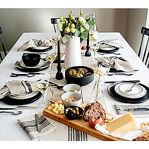 Solino Home French Stripe Linen Table Runner 90 inches Long – 100% Pure Linen 14 x 90 Inch Table Runner, Navy and White – Dresser Scarf Farmhouse Dining Table Runner for Spring, Summer