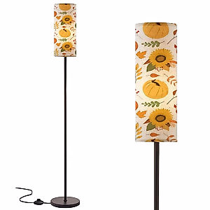 RZNTJHUINA Modern Standing Lamps Autumn Rustic Thanksgiving Day Colorful Pumpkins Minimalist Floor Lamp Metal Pole Lamp with Linen Lampshade for Bedroom Living Room Office Nursery Reading Foot Switch