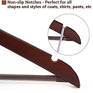 JS HANGER Multifunctional High Grade Solid Wooden Suit Hangers, Coat Hangers, Walnut Finish, 20-Pack