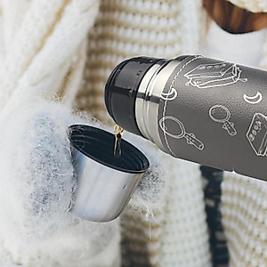 Stainless Steel Leather Vacuum Insulated Mug Book Thermos Water Bottle for Hot and Cold Drinks Kids Adults 16 Oz