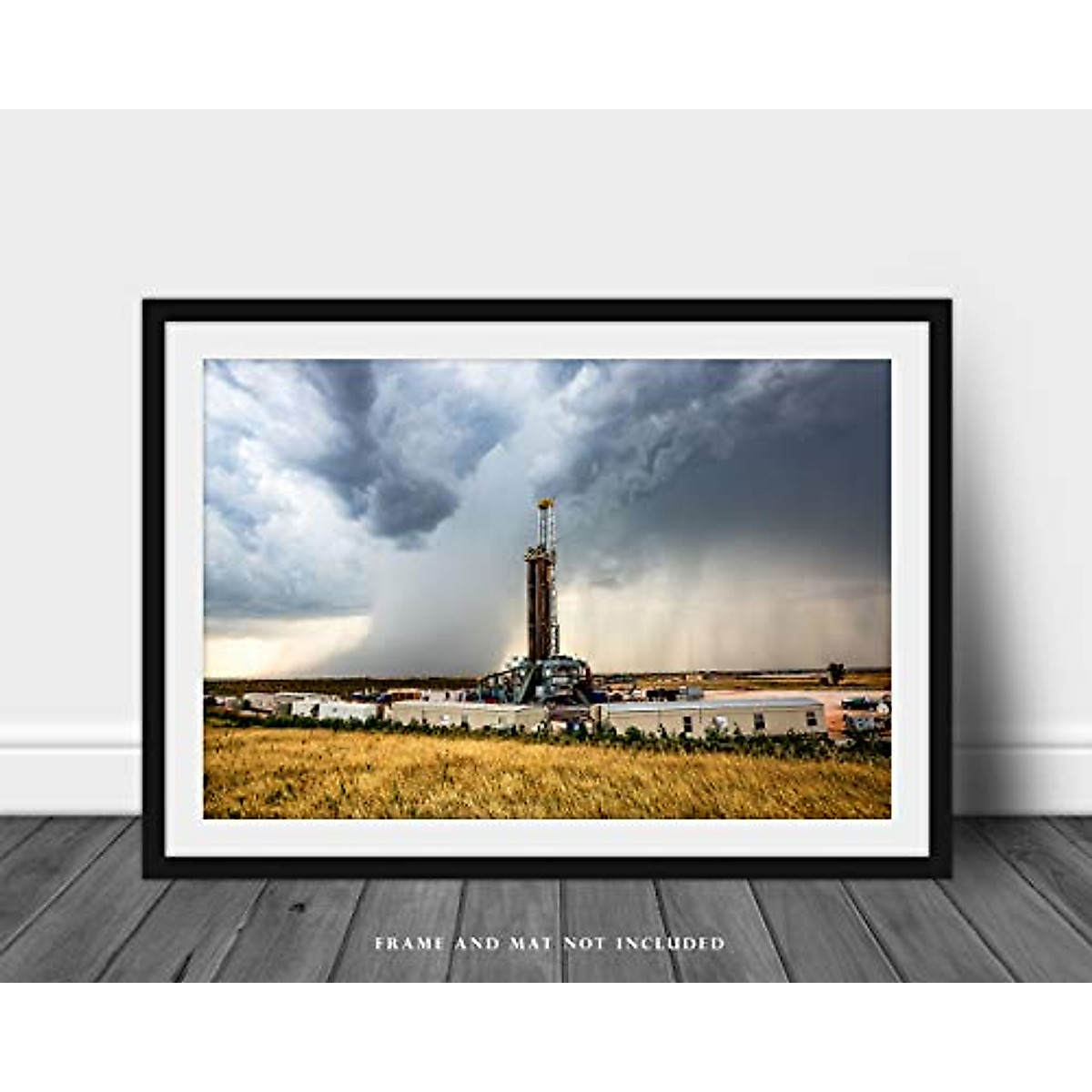 Oil Rig Photography Print (Not Framed) Picture of Drilling Rig Derrick and Storm in Oklahoma Oil and Gas Wall Art Oilfield Decor (4" x 6")