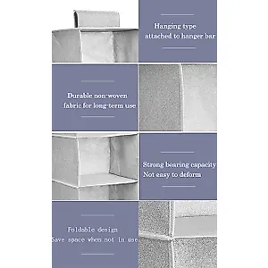 Hanging Closet Organizer with Drawer,Easy Mount Foldable 3-Shelf Closet Hanging Storage Shelves for Clothes Handbag Shoes Accessories Storage,Space Saver,Gray