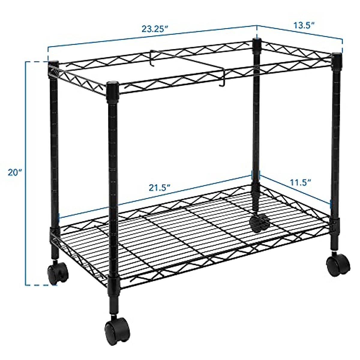 Mount-It! Rolling File Cart with Wheels | Mobile Hanging File Folder Rack | Single Tier with Storage Rack and Locking Casters | Fits Letter and Legal Size Filing Folders | 23" W x 13.5" D x 20" H