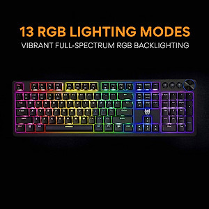 Blackmore Nocturna Wired Mechanical Gaming Keyboard - RGB Backlighting - Blue Clicky Mechanical Switches - Dedicated Media Keys & Dial - Aluminum Construction