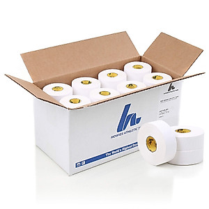 White Athletic Tape Bulk Pack - 1" x 15yd Pro Grade Strength Sports Tape, Best for Athlete and Medical Trainers, Fingers, Ankles, Wrist, Boxing, Football, Gymnastics (24 Pack)