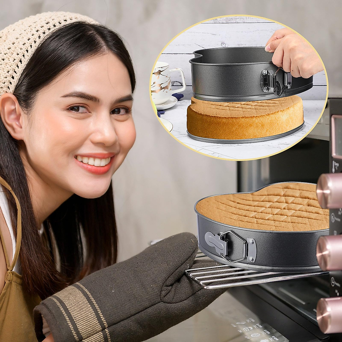 Zhehao 6 Pcs Heart Shape Cake Pans Heart Cake Mold 6 Cheesecake Molds Diverse Sizes Nonstick Springform Pan Set Leakproof Deep Pans for Birthday Family Couples Spouses