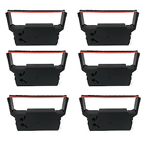 Mars POS Ribbons Compatible with Citizen DP600 Printer Ribbon CITIZEN IR61BR (Red Black, 6 Pack)