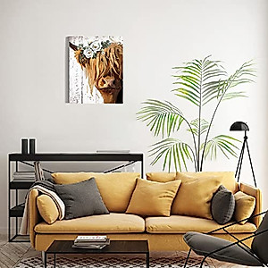 HLJ ART Cow Print Farmhouse Wall Decor - Abstract Canvas Paintings Picture Prints Artwork for Home Decor (Brown, 11 x 14inch)