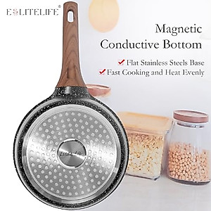 ESLITE LIFE 1.5 Quart Sauce Pan with Lid Nonstick Small Soup Pot, Compatible with All Stovetops (Gas, Electric & Induction), PFOA Free