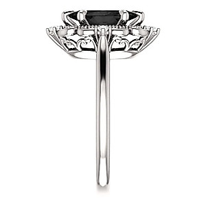 3.5 CT Marquise Cut Onyx Black Diamond Halo Victorian Wedding Ring for Women in 925 Sterling Silver White Gold or Rose Gold or Yellow Gold Finish (Silver, 9)