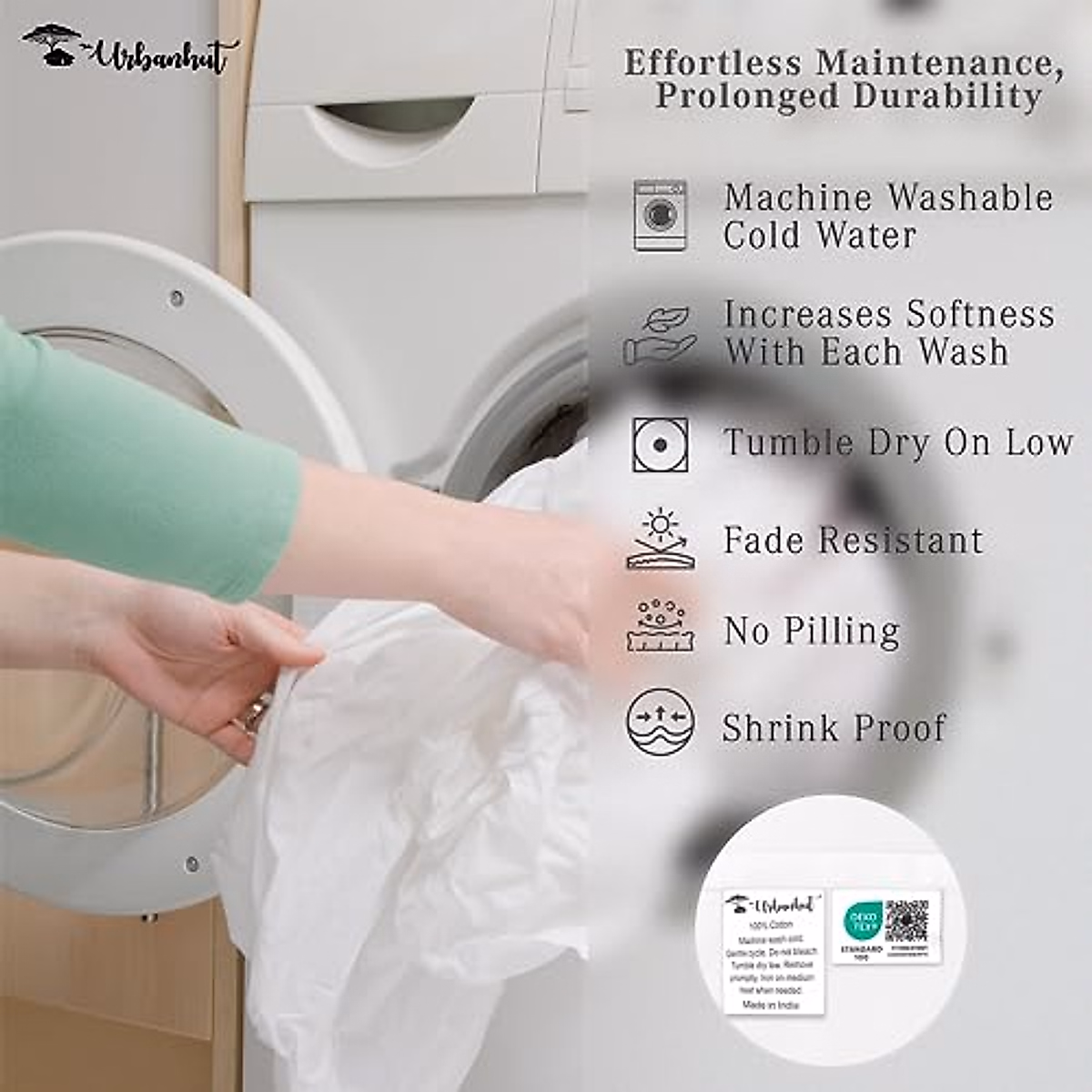 URBANHUT 400 TC Egyptian Cotton Sheets King Size, Sateen Weave Luxury Bedsheets for King Size Bed, 4 pc Bed Sheets Set, Cooling Sheets, with 16" Elasticized Deep Pockets, Hotel Sheets - White