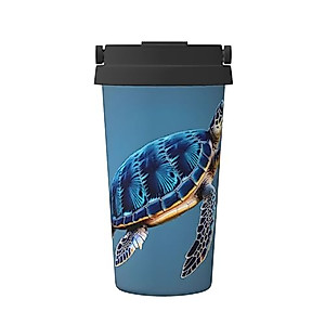 WANGZHAO Blue Sea Turtle pint Print Double Wall Stainless Steel Vacuum Insulated Tumbler Cup Home Thermal Cup