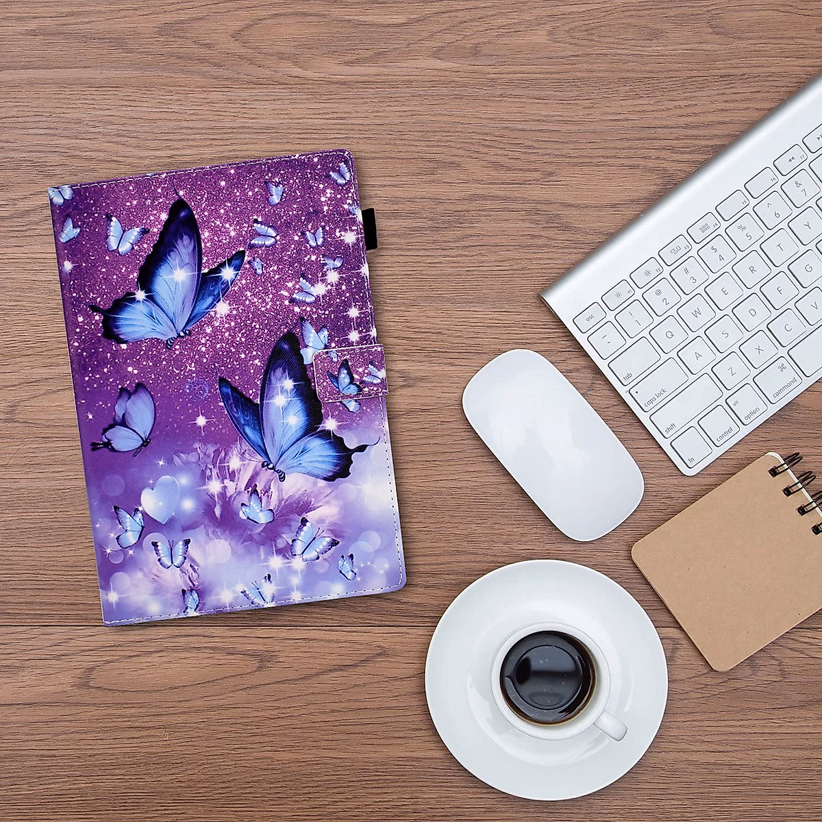 Case for Kindle Fire HD 10 Tablet & Fire HD 10 Plus (13th/11th Generation 2023 2021 Release) Cover Case, Funut Premium PU Leather Stand Folio Cover with Auto Wake/Sleep, Purple Butterfly