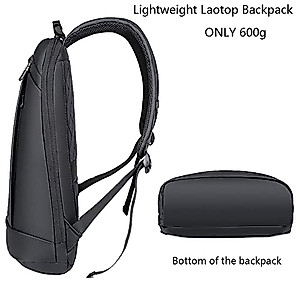 FLYMEI Slim Laptop Backpack, Water Resistant Notebooks Backpack Slim Backpack Business Travel Backpack for 15.6 inch Laptop, Lightweight Computer Bag for Men and Women, Black Leisure Back Pack