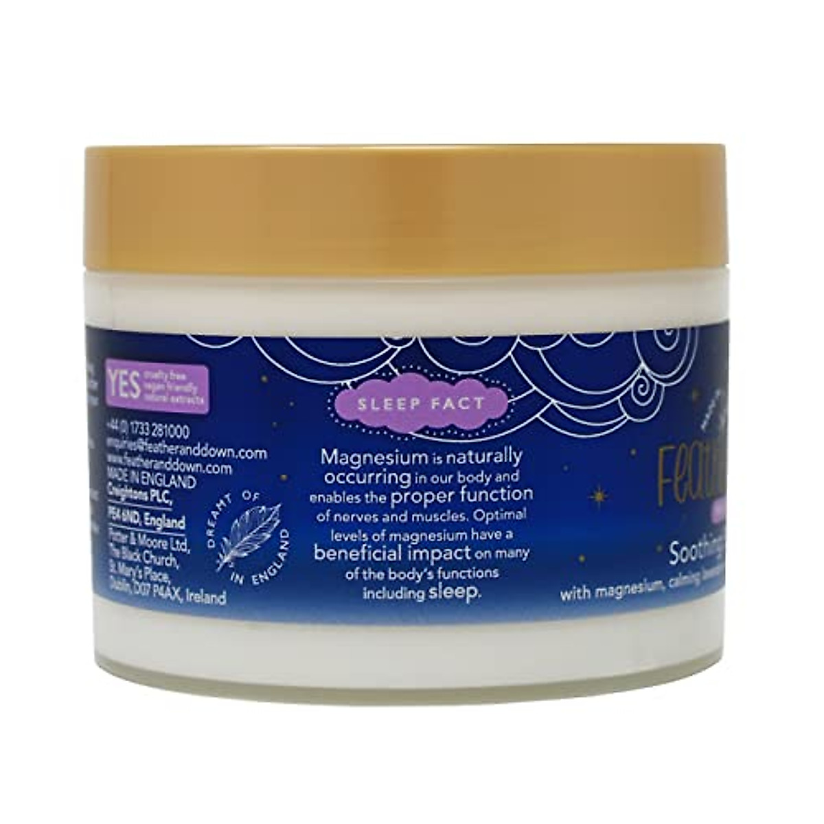 Feather & Down 300ml Magnesium Soothing Sleep Butter, Enriched with Magnesium, Calming Lavender & Chamomile Essential Oils to aid Sleep, Vegan & Cruelty Free