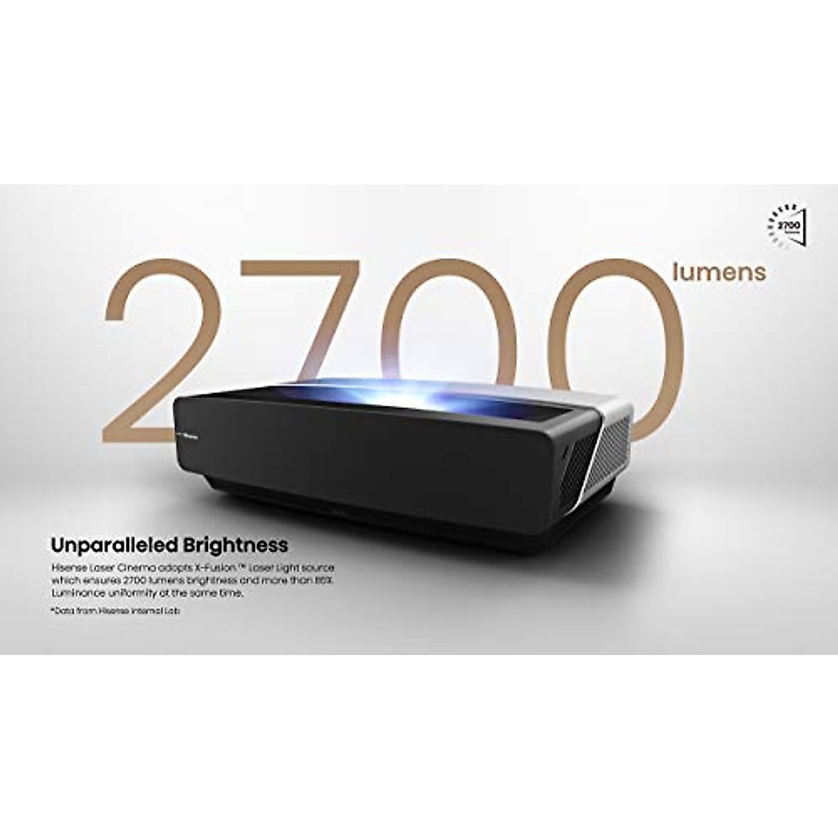 Hisense 120L5F Laser Cinema 4K Ultra Short Throw Laser Projector with 120” ALR Screen | 2700 ANSI Lumens | Android TV | HDR10 | Built-in Alexa and Google Assistant