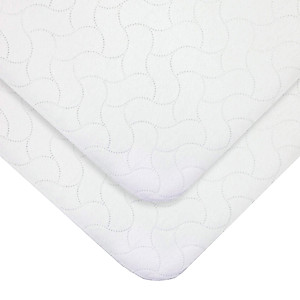American Baby Company 2 Pack Waterproof Reusable Embossed Quilt-Like Flat Crib Protective Mattress Pad Cover for Babies, Adults and Pets, White