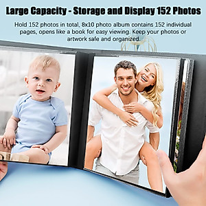 8x10 Photo Album 152 Pockets Hold 8x10 Photos, Photo Album 8x10, Large Capacity Leather Cover Family Wedding Baby Photo Album for 8x10 Pictures, 8x10 Photo Album Book with Black Inner Pages (Black)