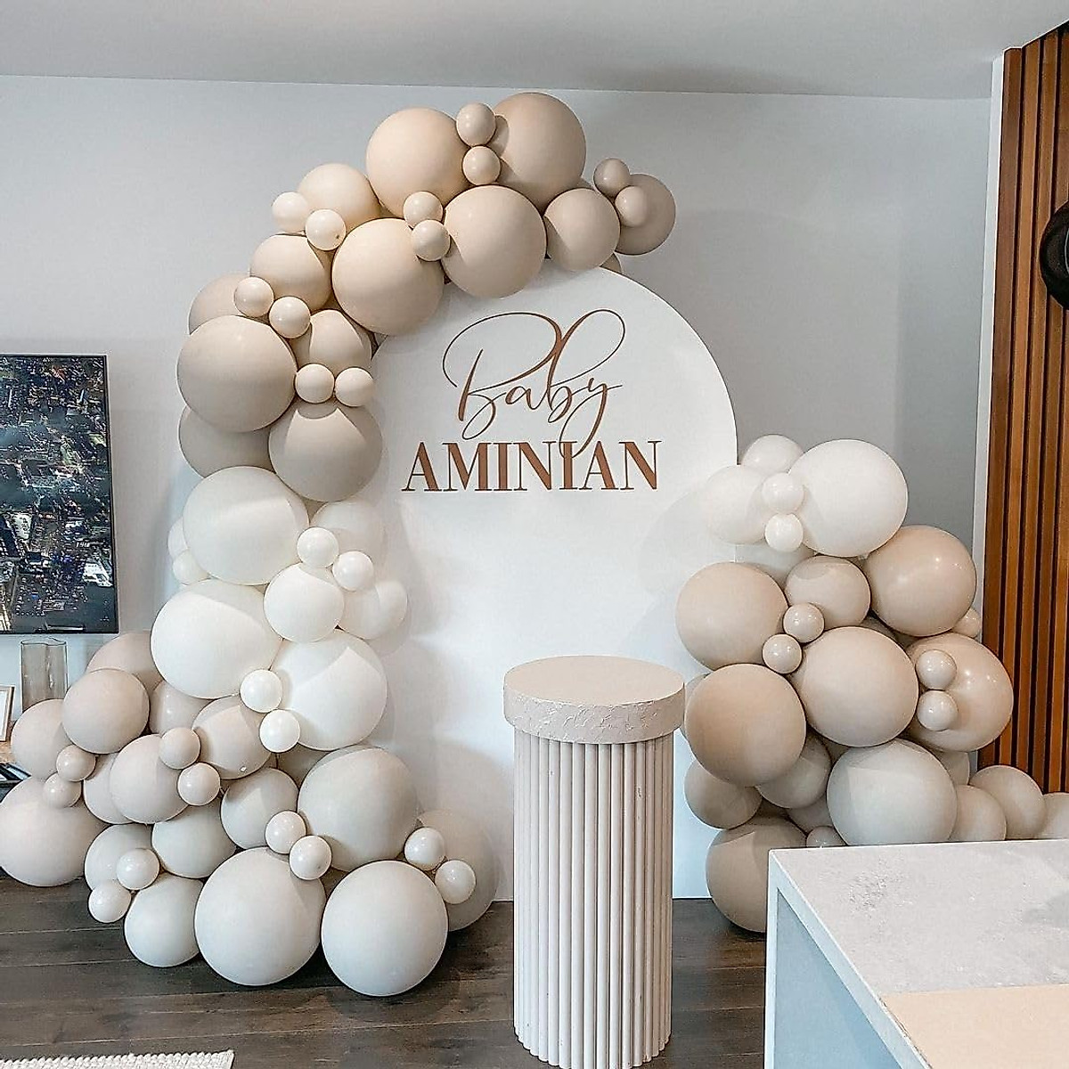 White Sand Balloon Garland Arch Kit 141PCS Neutral Sand White Latex Balloons for Boho Wedding Bridal Shower Birthday Baby Shower Party Decorations