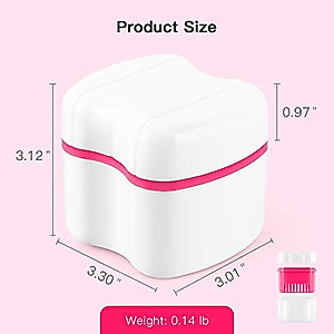 Dental Retainer Case Box Orthodontic Mouthguard Storage Case,Denture Retainer Container Teeth Bath Soaking Cup for Office|Travel|Household (Pink)