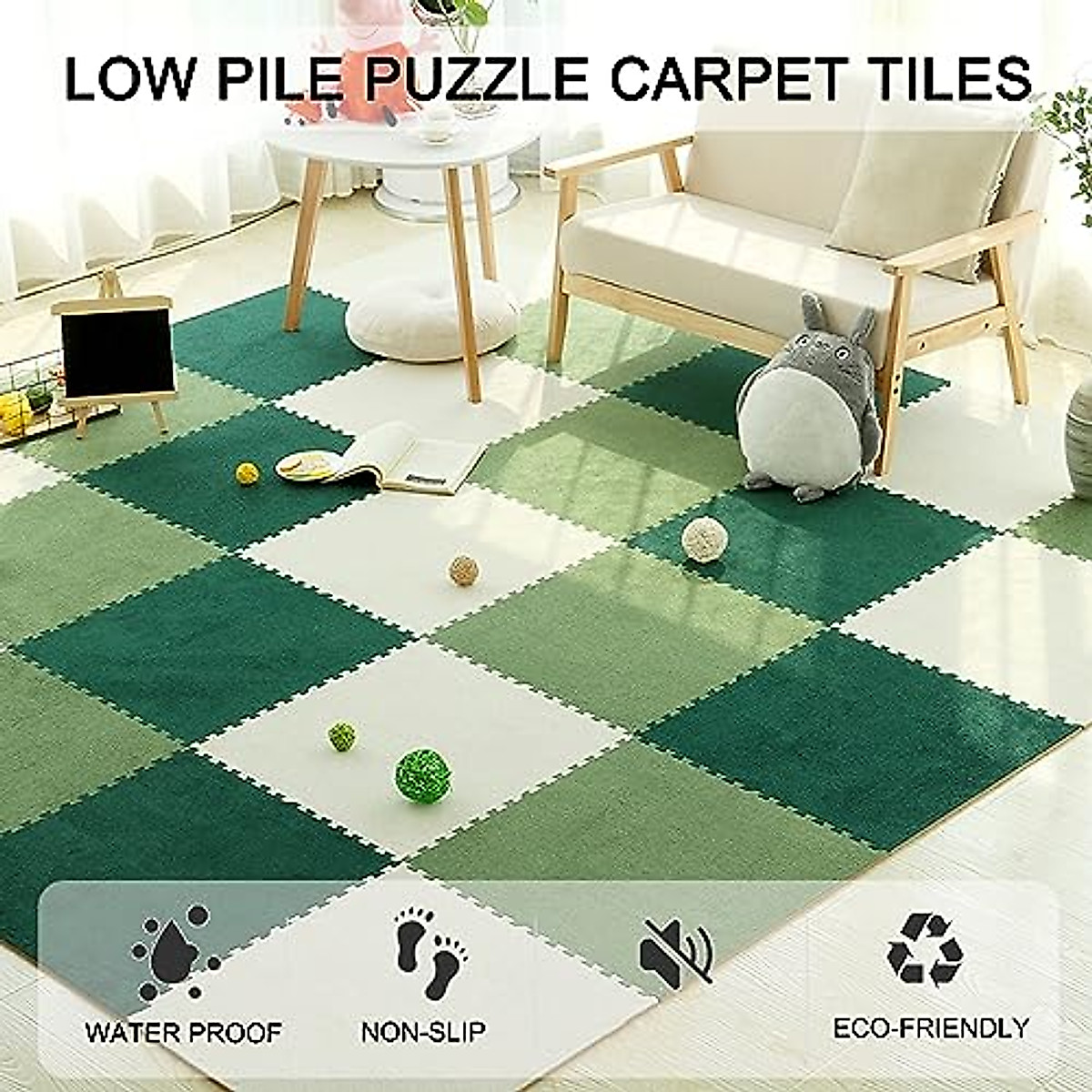 10pcs Interlocking Foam Mat 0.4" Thick, Low Pile Carpet Floor Tiles, Bedroom Area Rugs, Exercise Play Ground Mats, Yoga Mat(Size:30x30cm,Color:Light Grey)