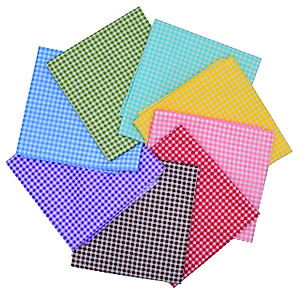 iNee Gingham Fat Quarters Fabric Bundles, Quilting Fabric for Sewing Crafting, 18 x 22 inches, (Gingham)