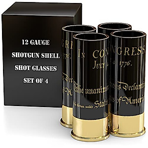 Old Southern Brass 12 Gauge Shot Glasses Set of 4 - In Congress July 4 1776 Declaration of Independence Patriotic Shot Glass