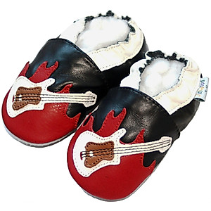 Leather Baby Soft Sole Shoes boy Girl Infant Children Kid Toddler Crib First Walk Gift Guitar Black