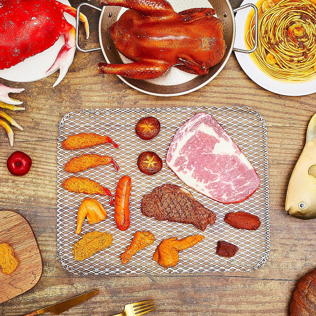 Mifoci 20 Pcs Disposable Grill Topper Non Stick BBQ Grill Grates 12x16 Inch Grill Mesh Mat Disposable Pans for Outdoor Liners Cooking Grid Grates Pad for Camping Picnics Meat