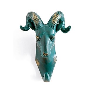 HERNGEE Sheep Head Single Wall Hook / Hanger Animal Shaped Coat Hat Hook Heavy Duty, Rustic, Decorative Gift , Rustic Bronze Color