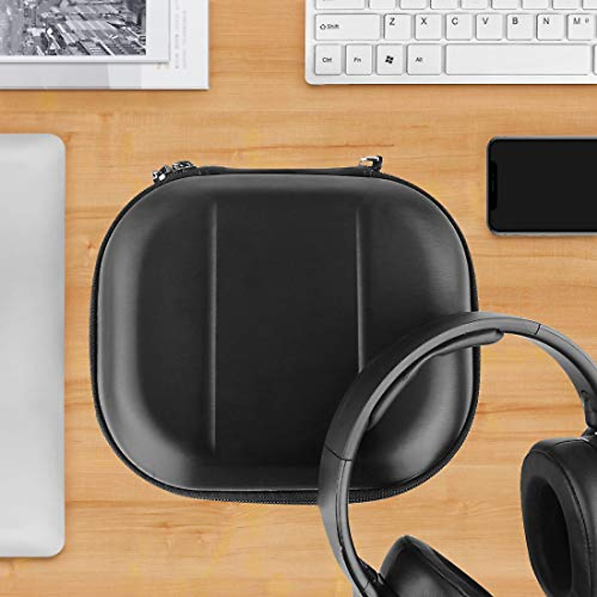 Geekria Shield Headphones Case Compatible with Skullcandy Crusher ANC, Crusher Evo, Hesh ANC, Hesh Evo Case, Replacement Hard Shell Travel Carrying Bag with Cable Storage (Black)