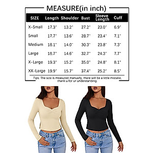 Trendy Queen Womens Long Sleeve Going Out Crop Tops Sweetheart Neck Cute Y2k T Shirts Side Slit Tees, White, S