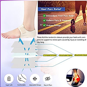 Plantar Fasciitis Heel Cups for Heel Pain 【Updated Version】 Heel Protectors Heel Sleeves Pads, Heel Support for Heel Pain, Heel Spur, Cracked Heels for Women and Men (Beige, M 8.5-12 / W 10-13)
