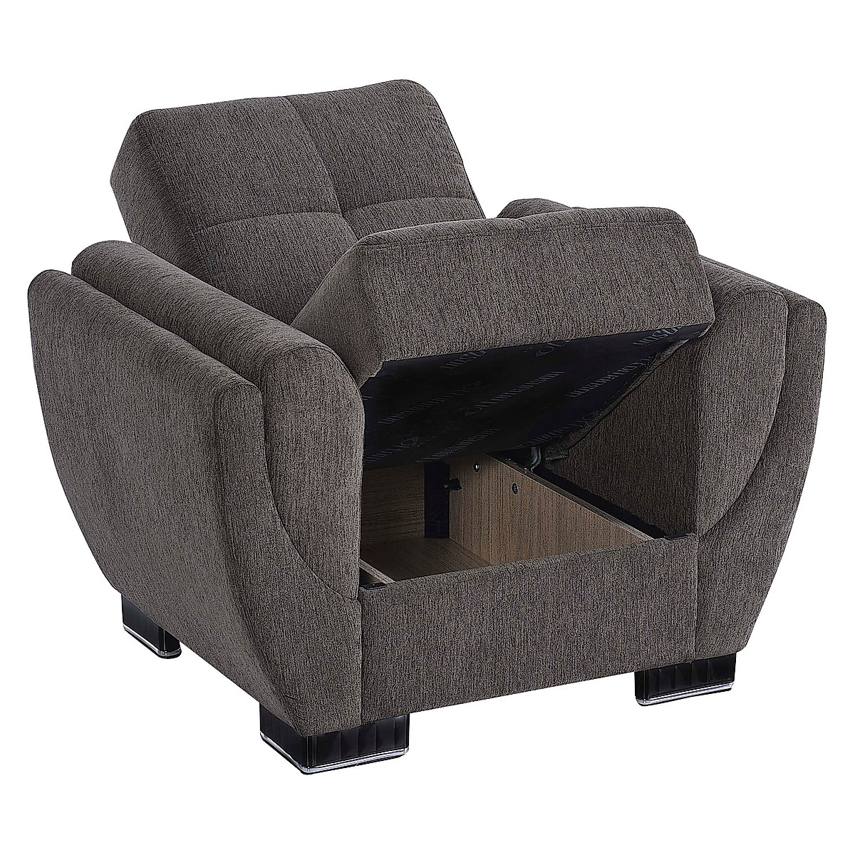 Sweet Home Stores AIR 37" Upholstered Armchair with Storage, Firm, Fabric, 1 Seater, Sleeper Chair for Living Room or Home Office, Gray-119