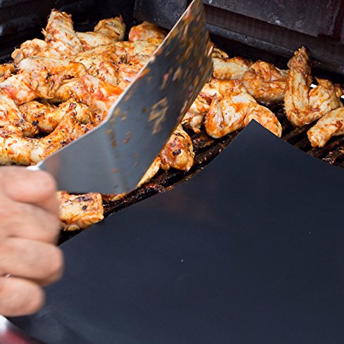 OxGord BBQ Grill Mat - Grilling Sheet for NonStick Barbeque Cooking - Pack of 4, 16x13 Inches - High Heat, Reusable Matt for Gas, Charcoal, Electric Grille, or Baking